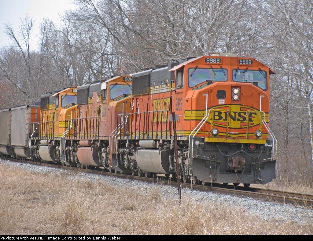 BNSF 9988, Parked on CN's Valley Sub.